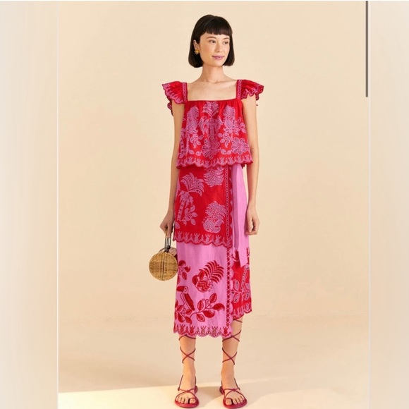 FARM Rio | Skirts | Farm Rio Red Palm Tree Richelieu Set | Poshmark